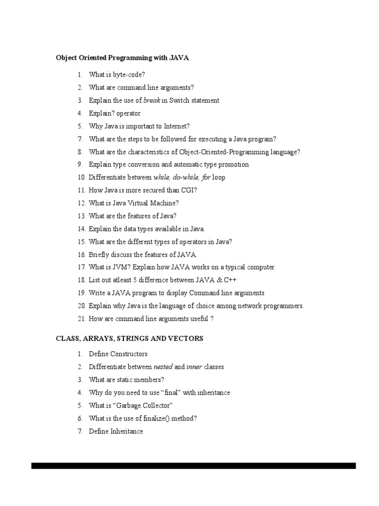 IMP Question Bank JAVA | PDF | Java (Programming Language) | Method ... IMP Question Bank JAVA | PDF | Java (Programming Language) | Method ...