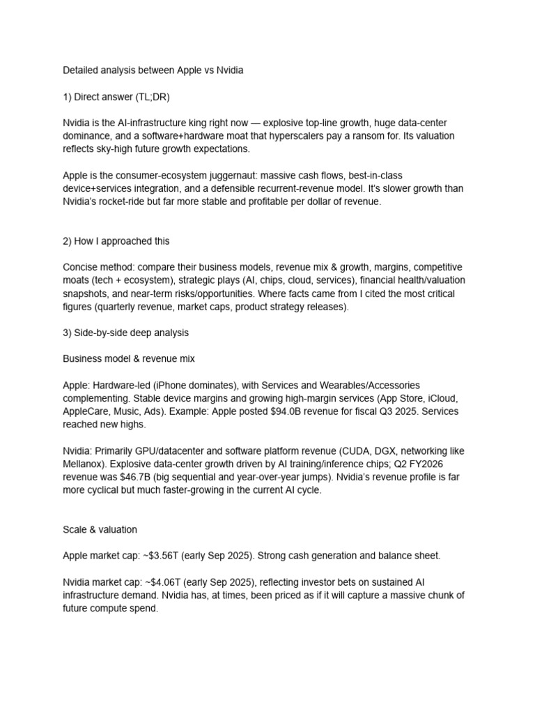 Detailed Analysis Between Apple Vs Nvidia | PDF | Apple Inc. | Graphics ...