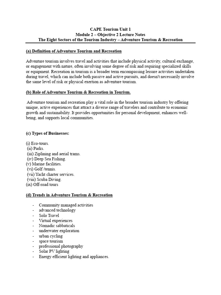 Sector 3 - Adventure Tourism & Recreation | PDF