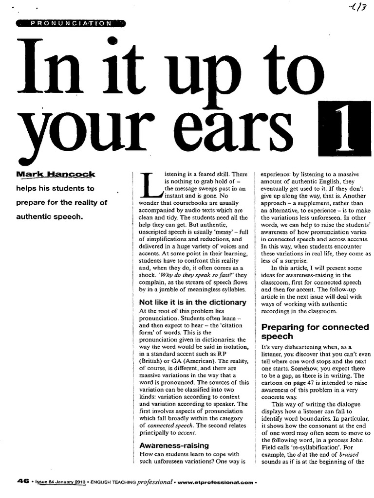 Hancock M 2013 in It Up To Your Ears | PDF