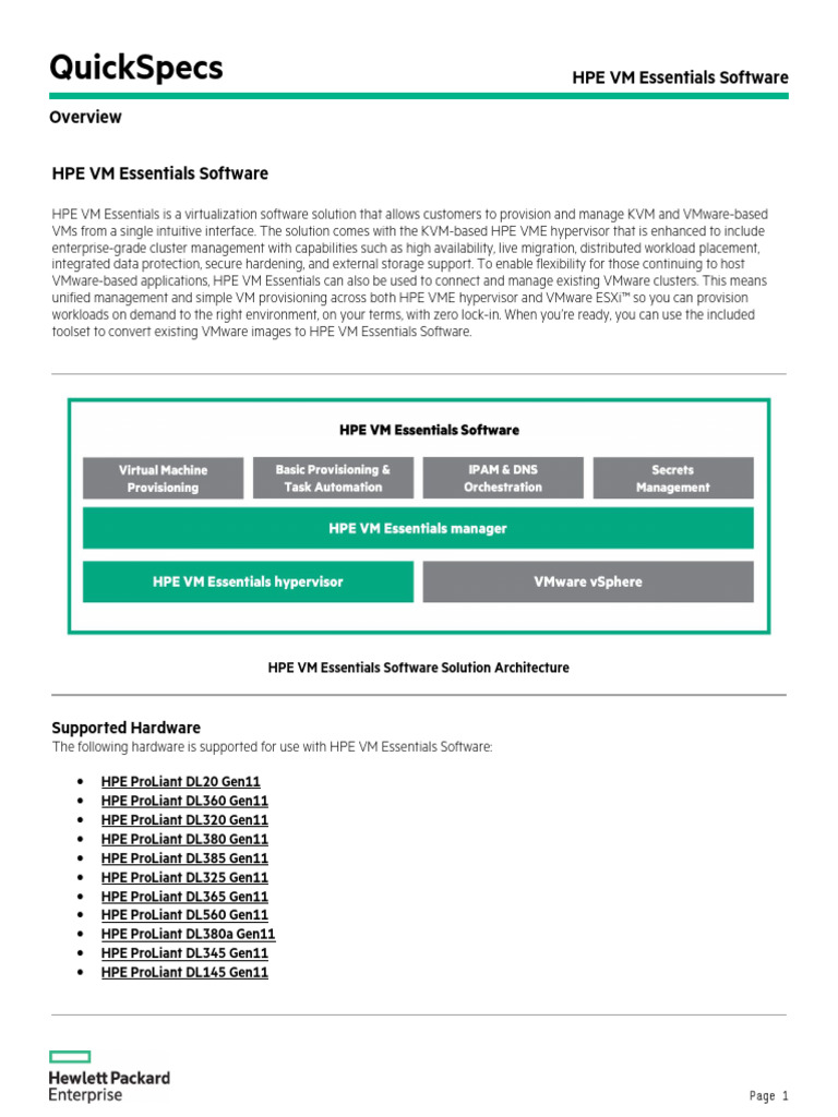 HPE VM Essentials Software Overview | PDF | Virtual Machine | Backup