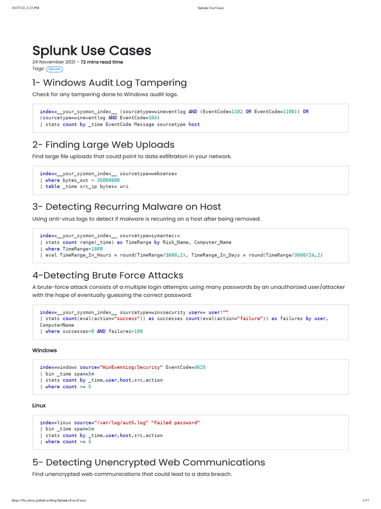 Splunk Use Cases - New | PDF | Windows Registry | Malware