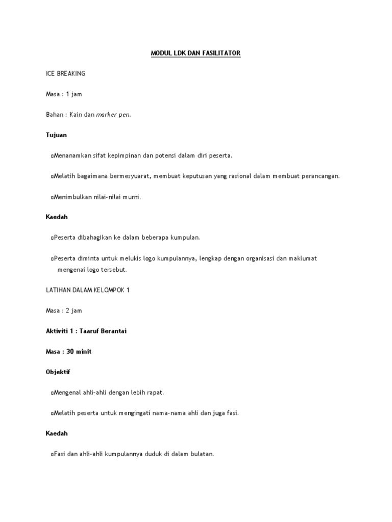 Modul LDK Dan Fasilitator | PDF