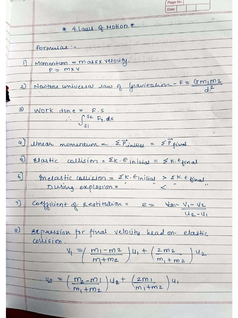 Formula List of Electrostatics and Laws of Motion | PDF