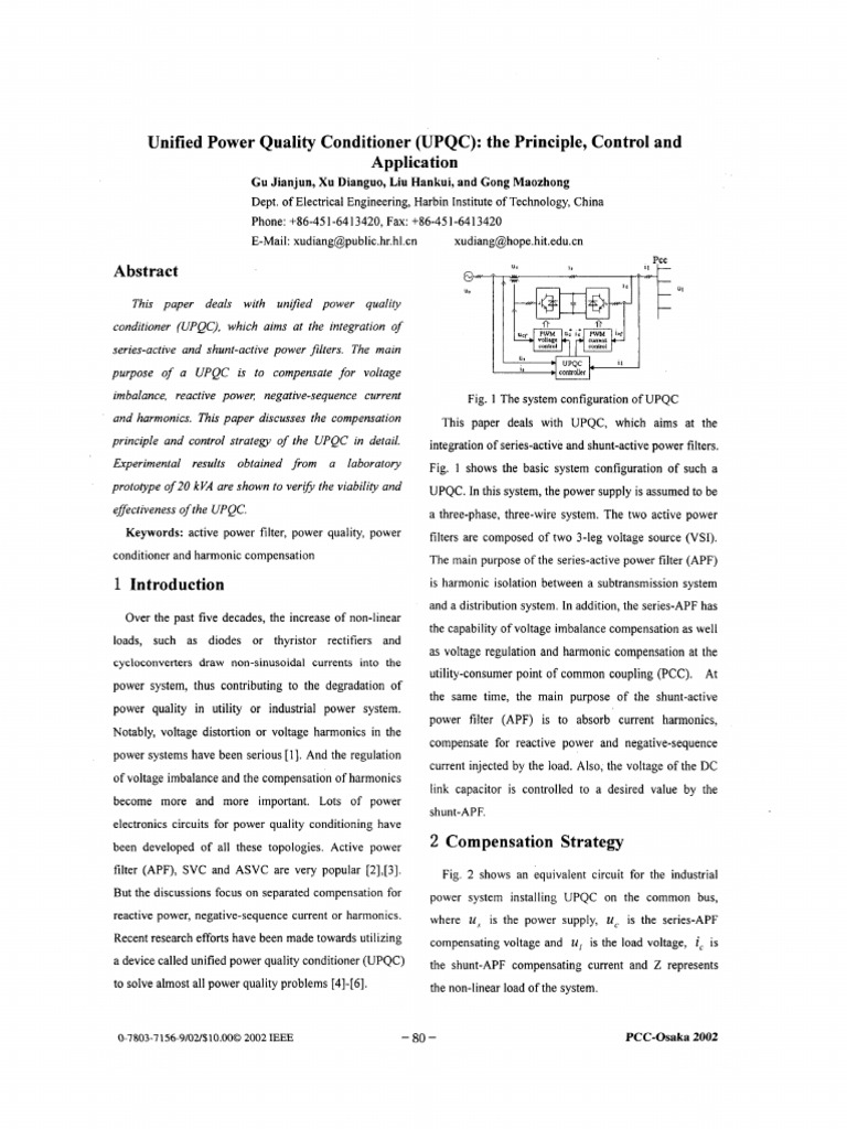 Unified Power Quality Conditioner Upqc The Principle Control and | PDF ...
