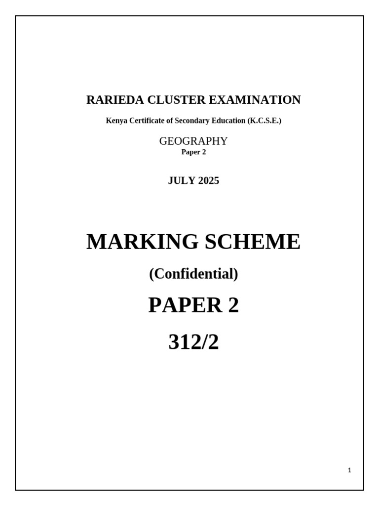 KCSE 2025 Geography Paper 2 Marking Scheme | PDF | Tourism | Gold