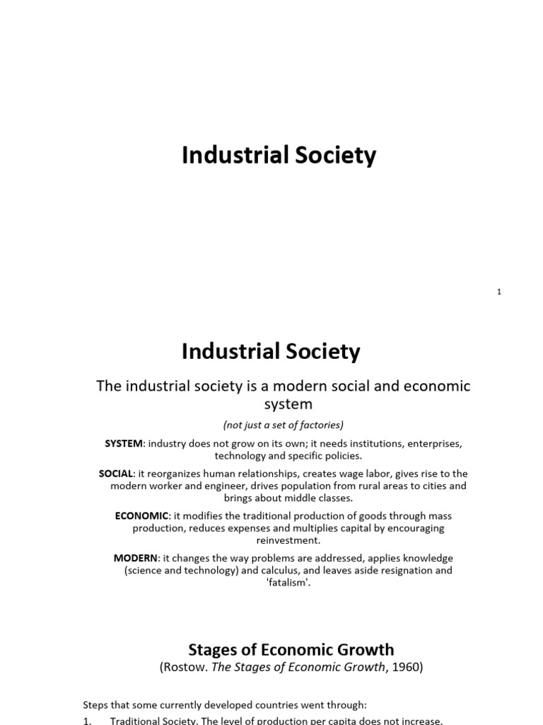 1 - Industrial Society | PDF | Labour Economics | Market (Economics)