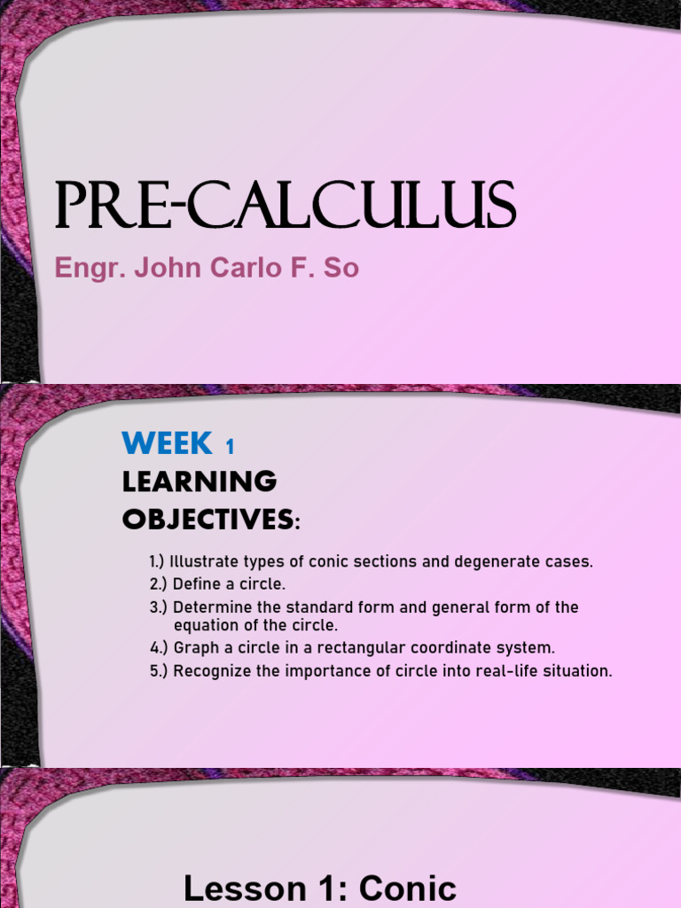 Pre Calculus All Lessons Q1 Grade 11 Stem | PDF | Circle | Ellipse