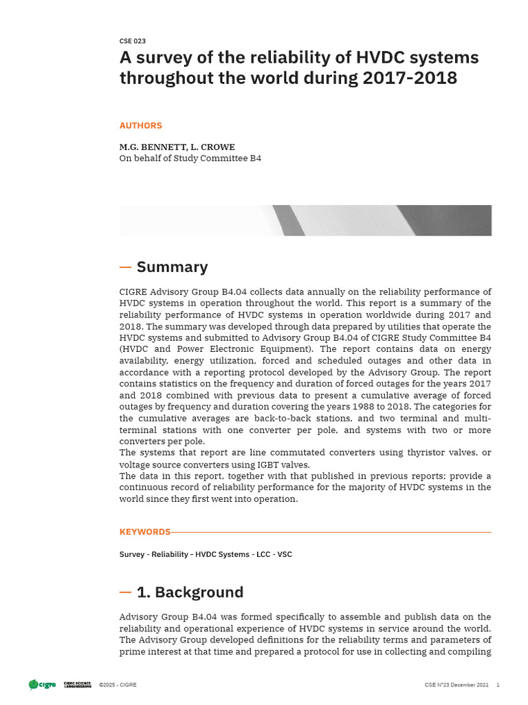 Global HVDC System Reliability Report 2017-2018 | PDF | High Voltage ...