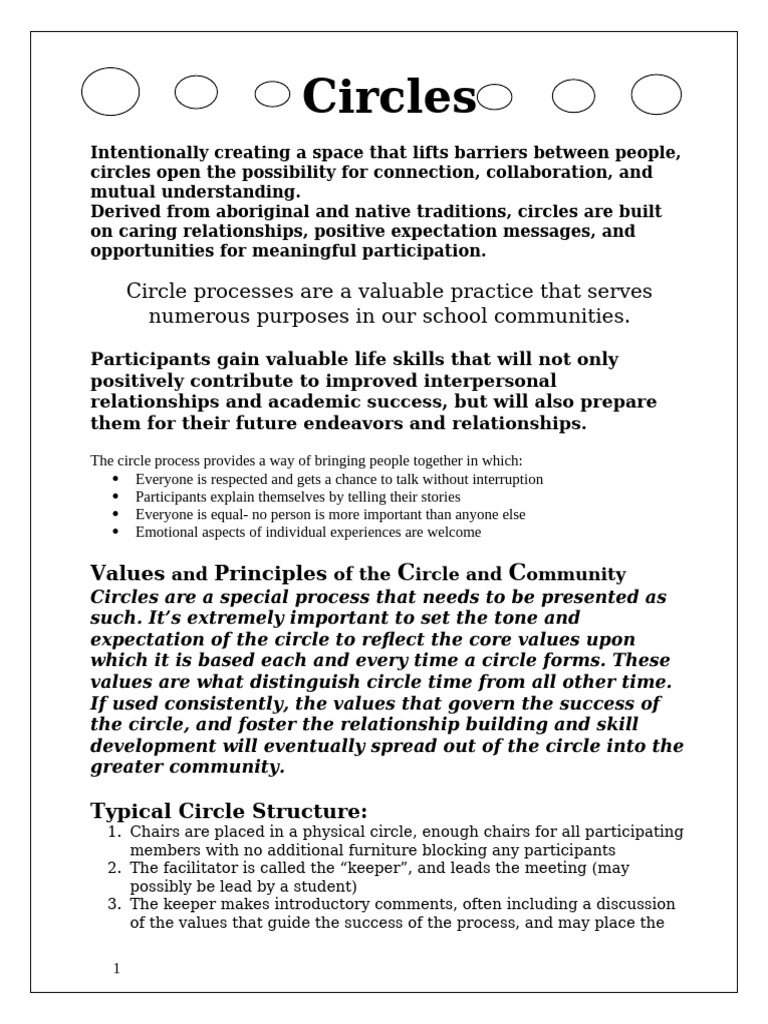 Circle Planning for Community Building | PDF | Value (Ethics) | Psychology