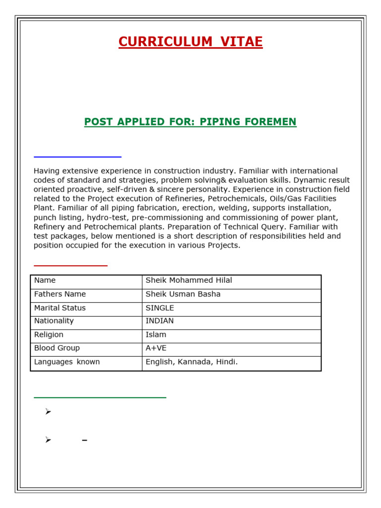 Piping Foreman Hilal | PDF | Pipe (Fluid Conveyance) | Mechanical ...