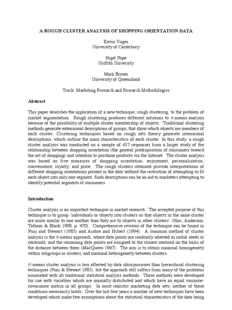 Rough Cluster Analysis | PDF | Cluster Analysis | Standard Deviation