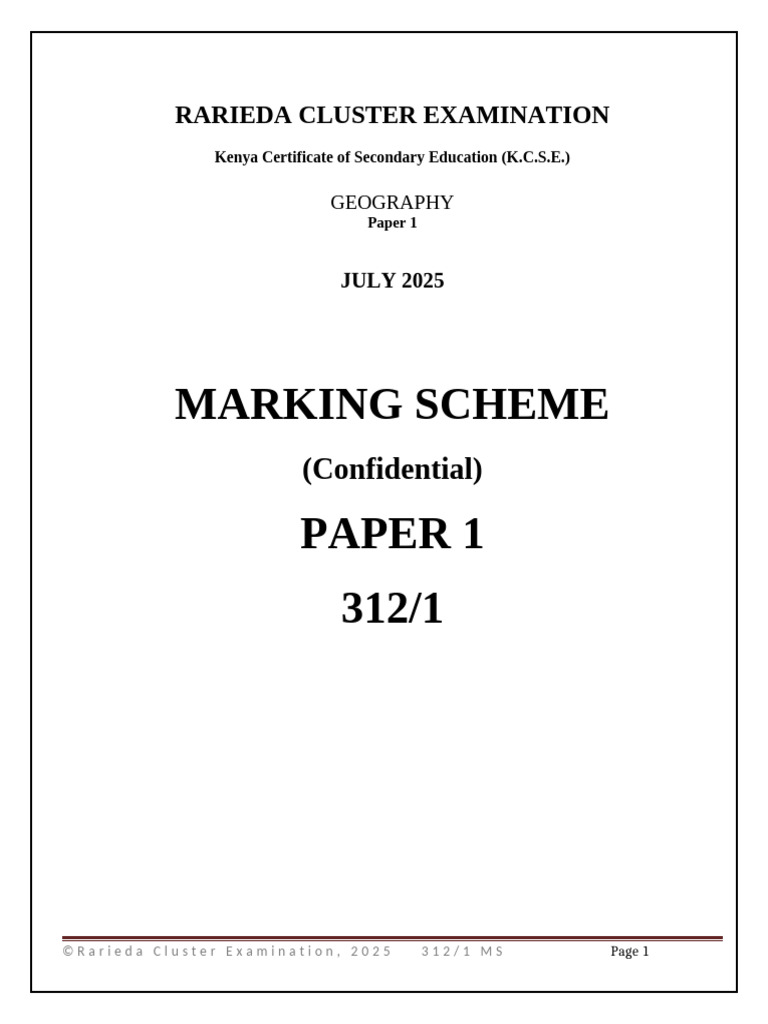 312 Geography Paper 1 MS | PDF | Wound | Rock (Geology)