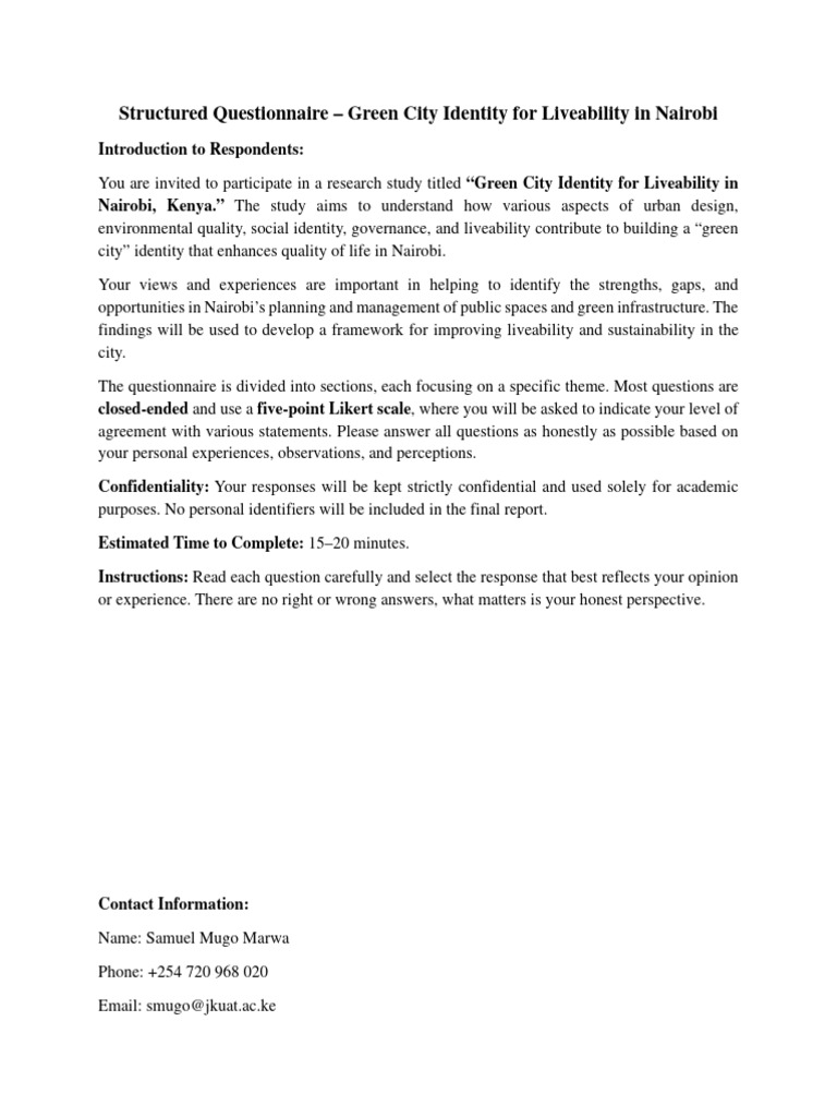 Revised Questionnaire 2025 FINAL | PDF | Sustainable City | Infrastructure