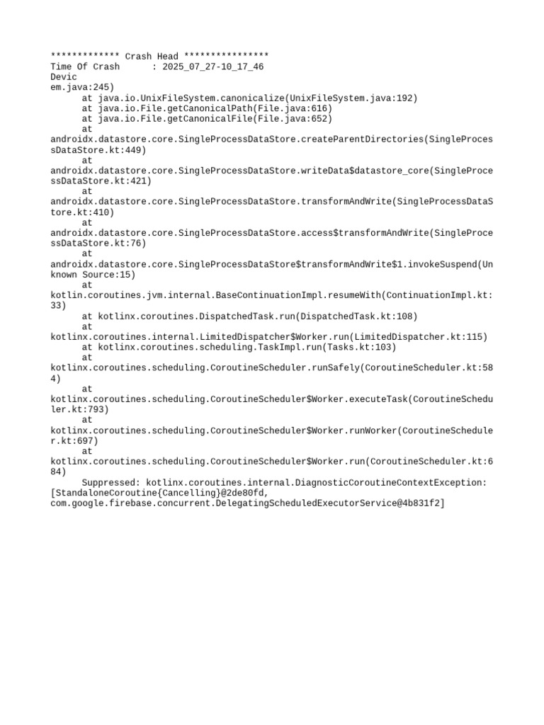 DataStore Crash Log Analysis | PDF