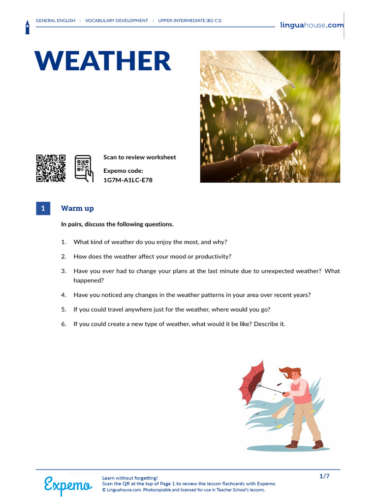 Advanced Weather Vocabulary B2-C1 | PDF | Weather | Humidity