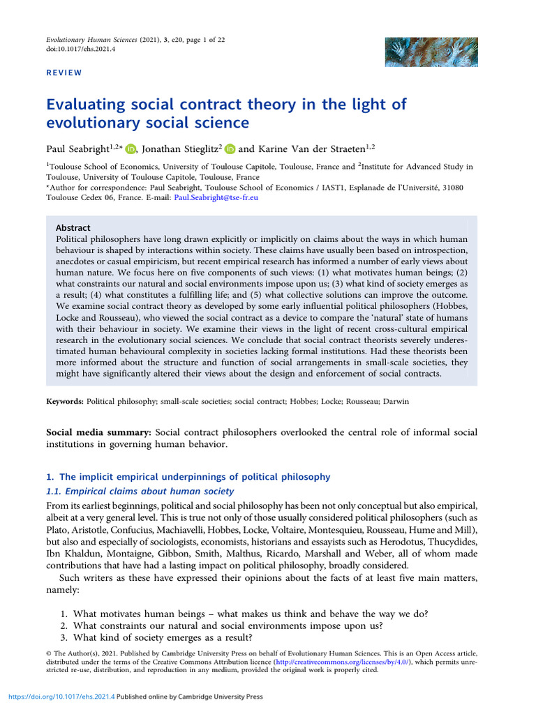 Div Class Title Evaluating Social Contract Theory in The Light of ...