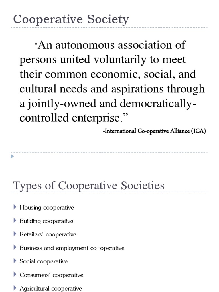 Types and Features of Cooperative Societies | PDF | Cooperative ...