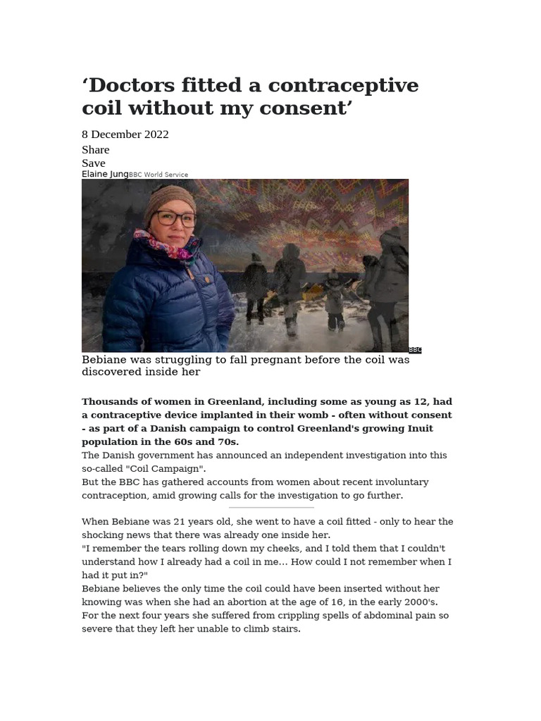 Doctors Fitted A Contraceptive Coil Without My Co | PDF | Sexual Health ...