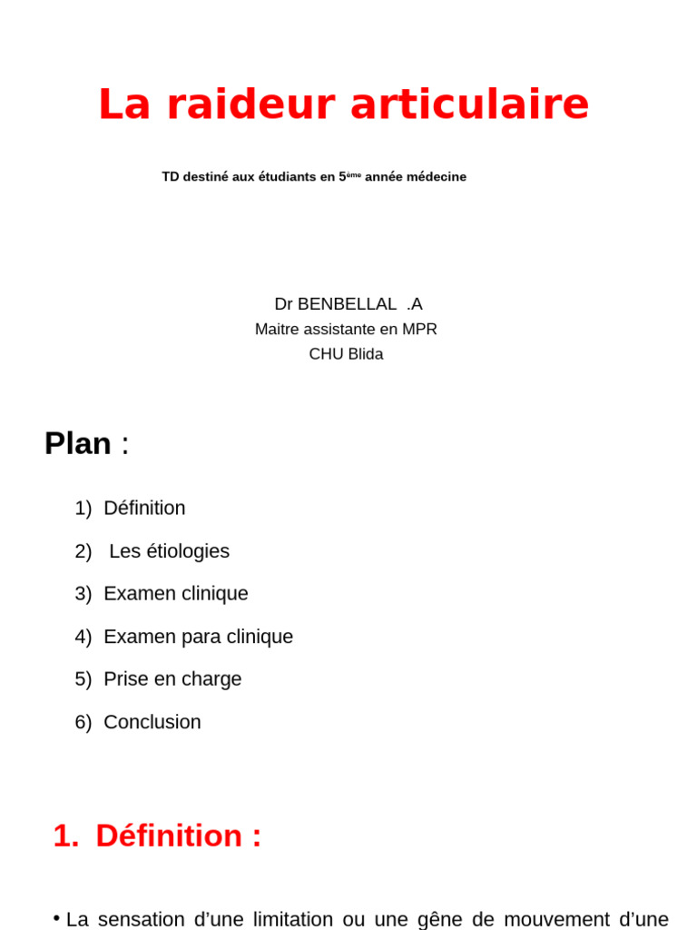 Raideur articulaire : causes et prise en charge | PDF | Arthrose | Inflammation