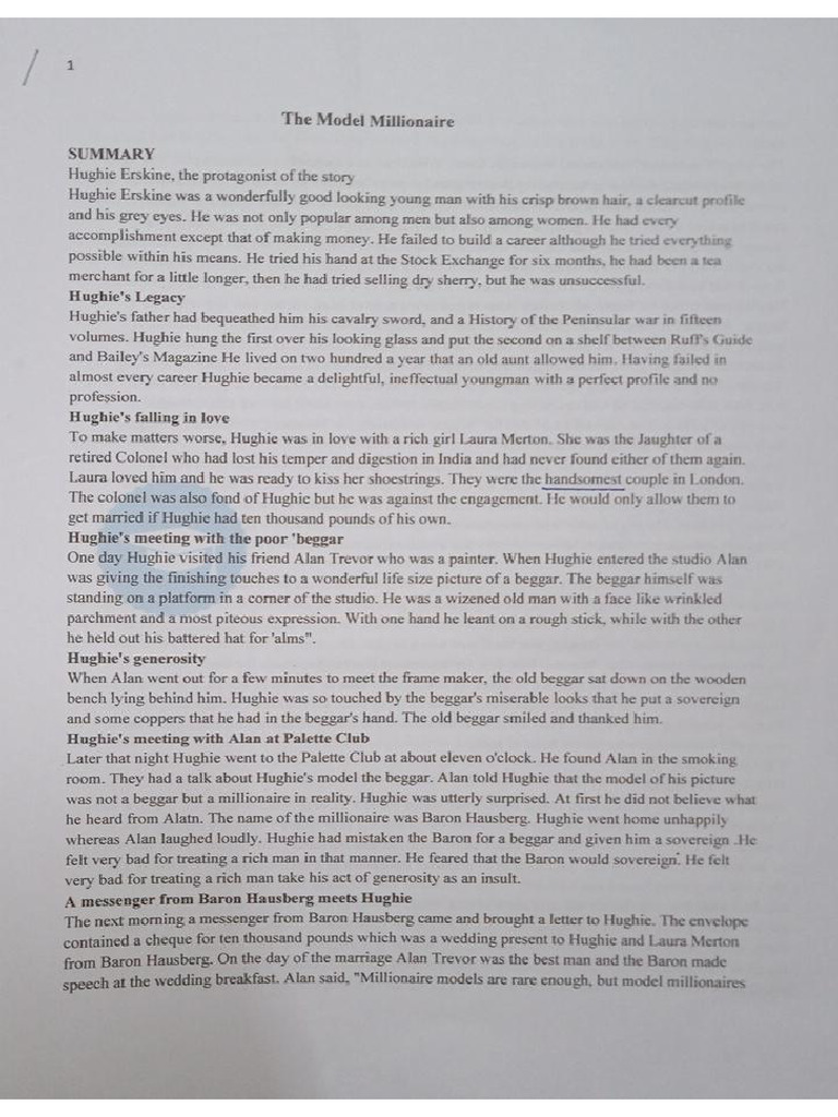 The Model Millionaire | PDF