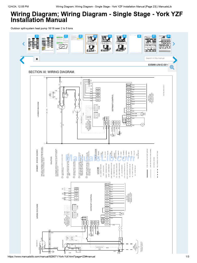 Wiring Diagram Wiring Diagram - Single Stage - York YZF Installation ...