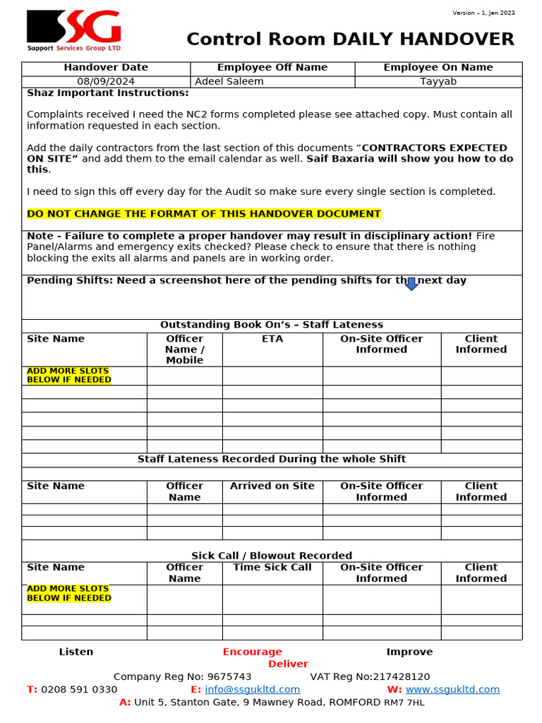 Adeel Handover 08 Sep 2024 | PDF