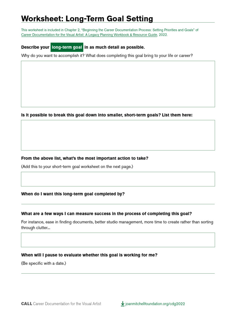 CDG Ch2 GoalSetting Fillable Worksheets | PDF