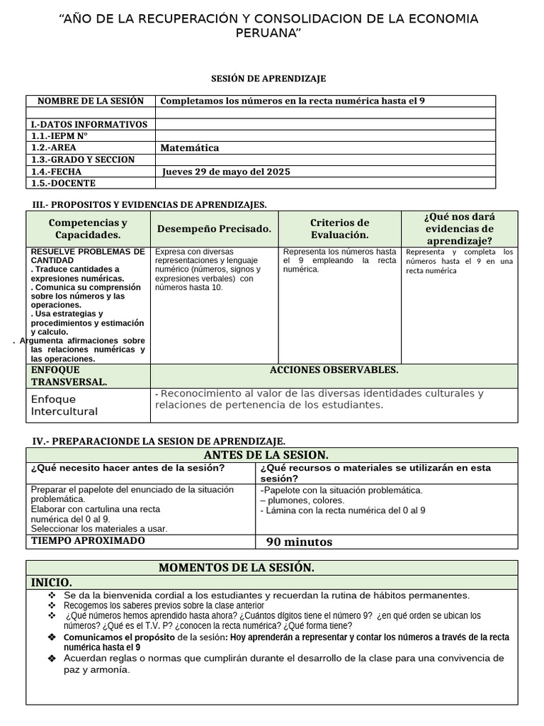 La Recta Numerica | PDF | Aprendizaje | Salón de clases