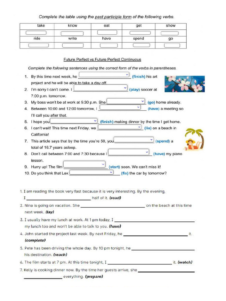 Future Continuous Vs Future Perfect | PDF