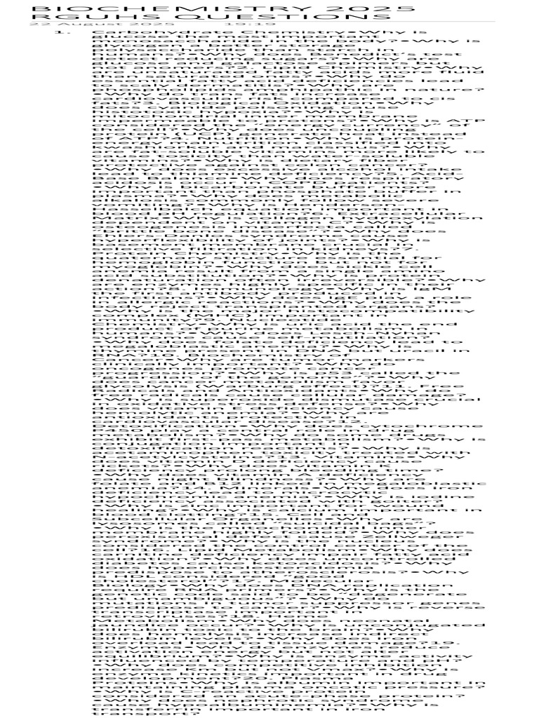 Biochemistry 2025 Rguhs Questio | PDF