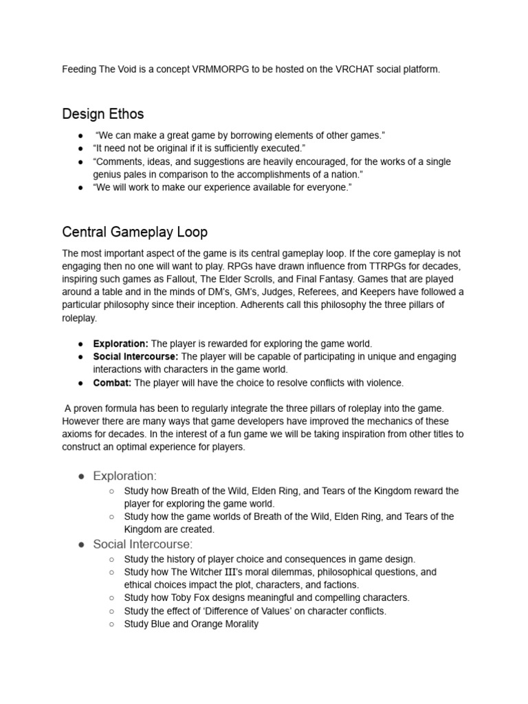 Eldritch VRMMORPG: Feeding The Void | PDF | Role Playing Games