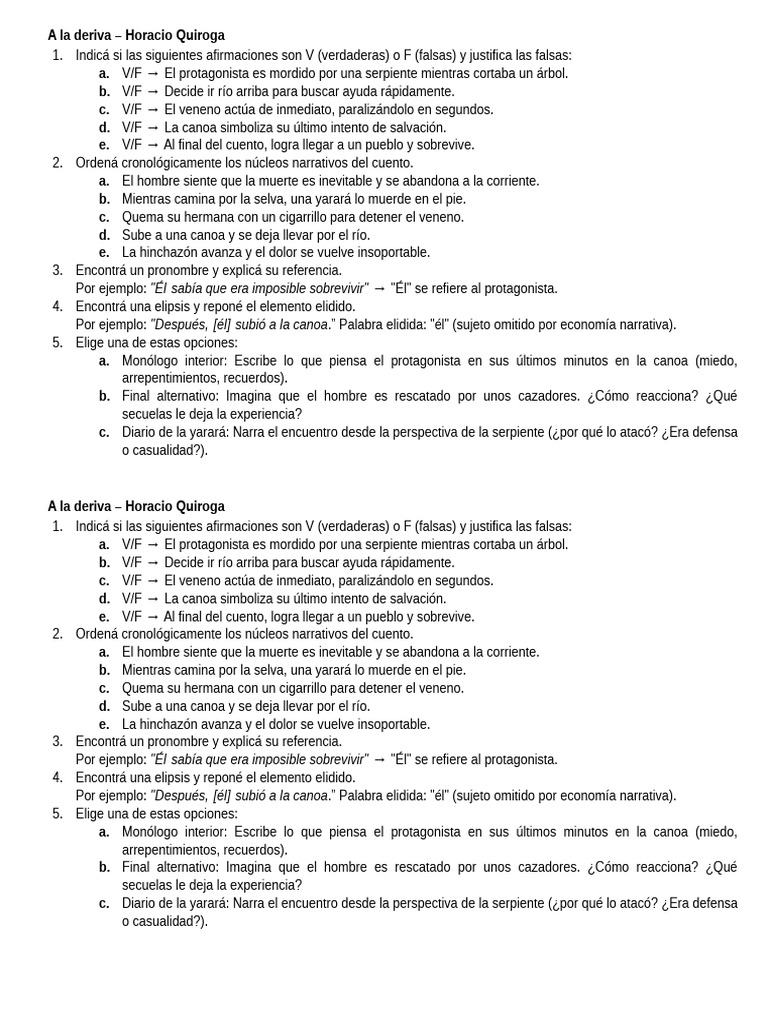 A La Deriva Actividades | PDF