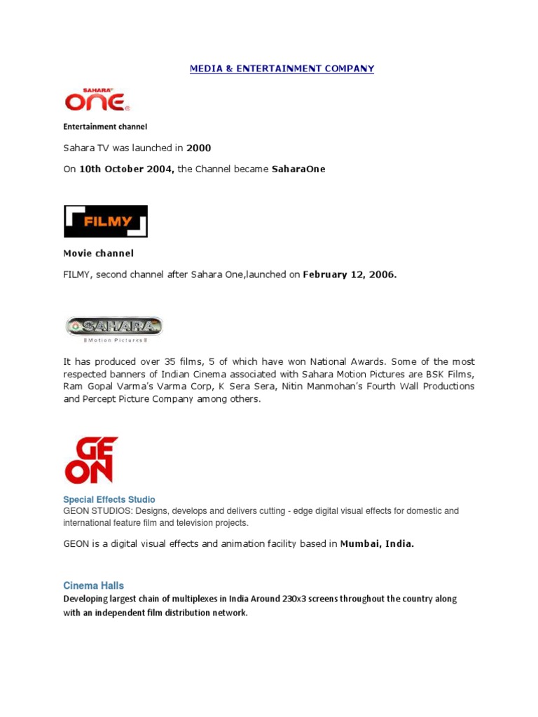 Sahara Media Group Overview | PDF | Leisure | Sports