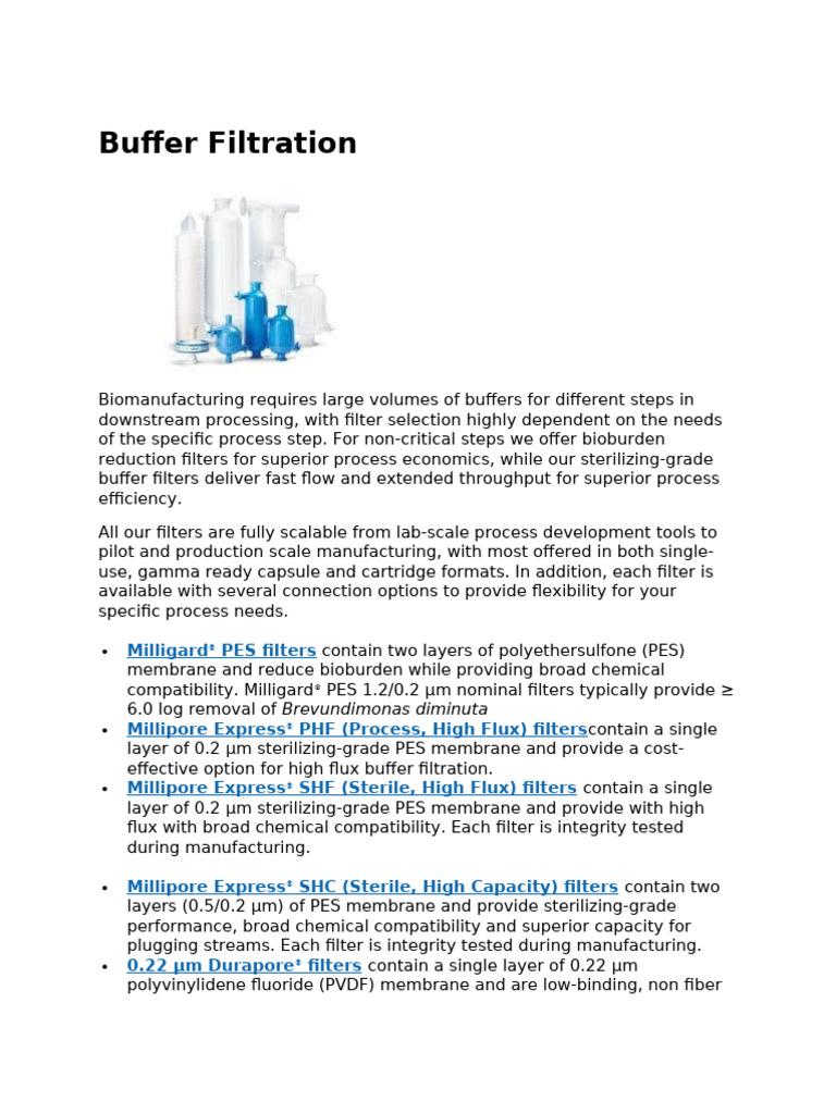 Efficient Buffer Filtration Solutions | PDF