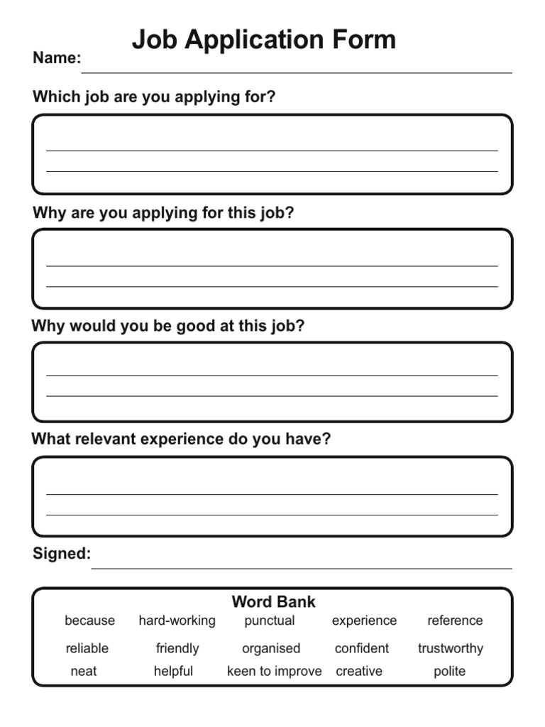Job Application Practice Worksheet | PDF