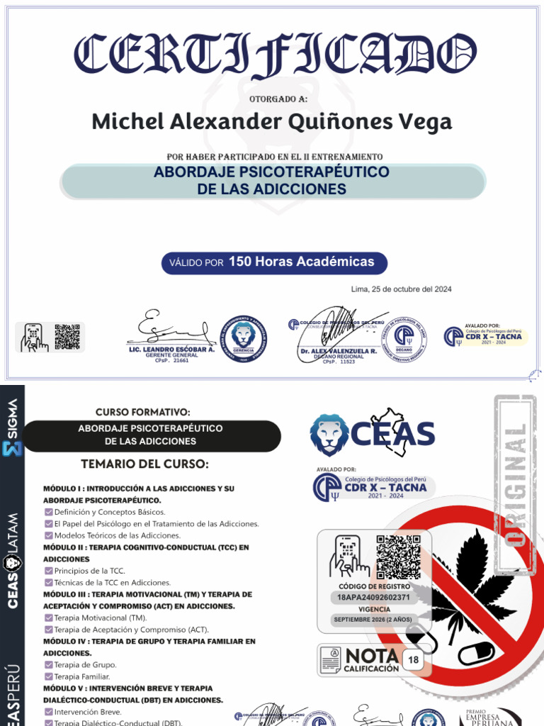 Certifi. Abordaje Adicciones | PDF