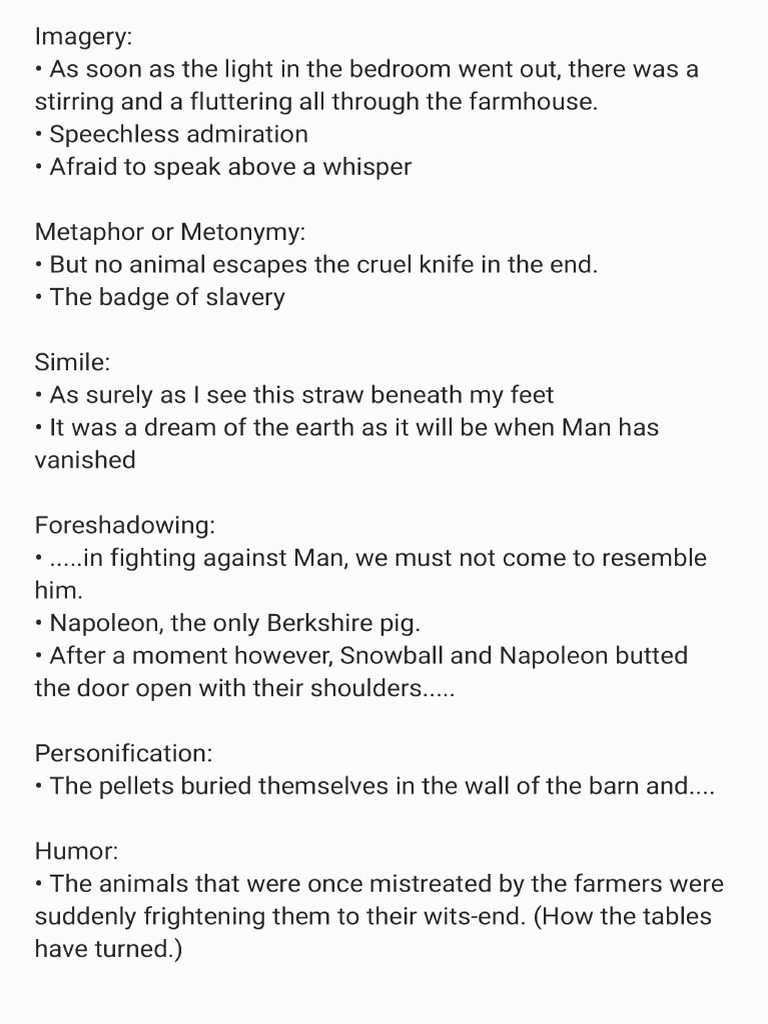 Animal Farm Literary Devices | PDF