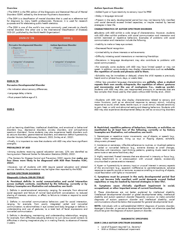 Overview on ASD | PDF | Autism | Mental Disorder