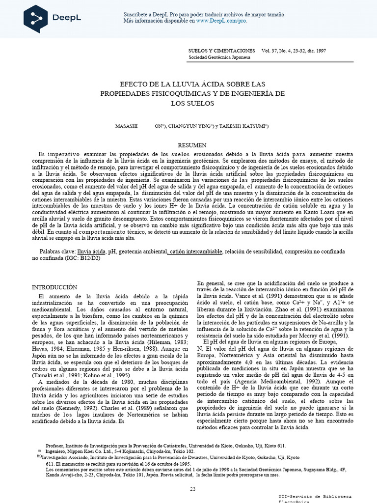 Efecto de La Lluvia Ácida Sobre Las Propiedades Fisicoquímicas y de ...