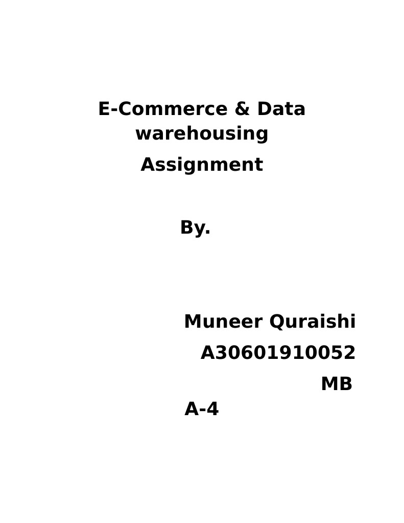 E-Commerce & Data Warehousing Assignment by | PDF | Data Warehouse | Decision Support System
