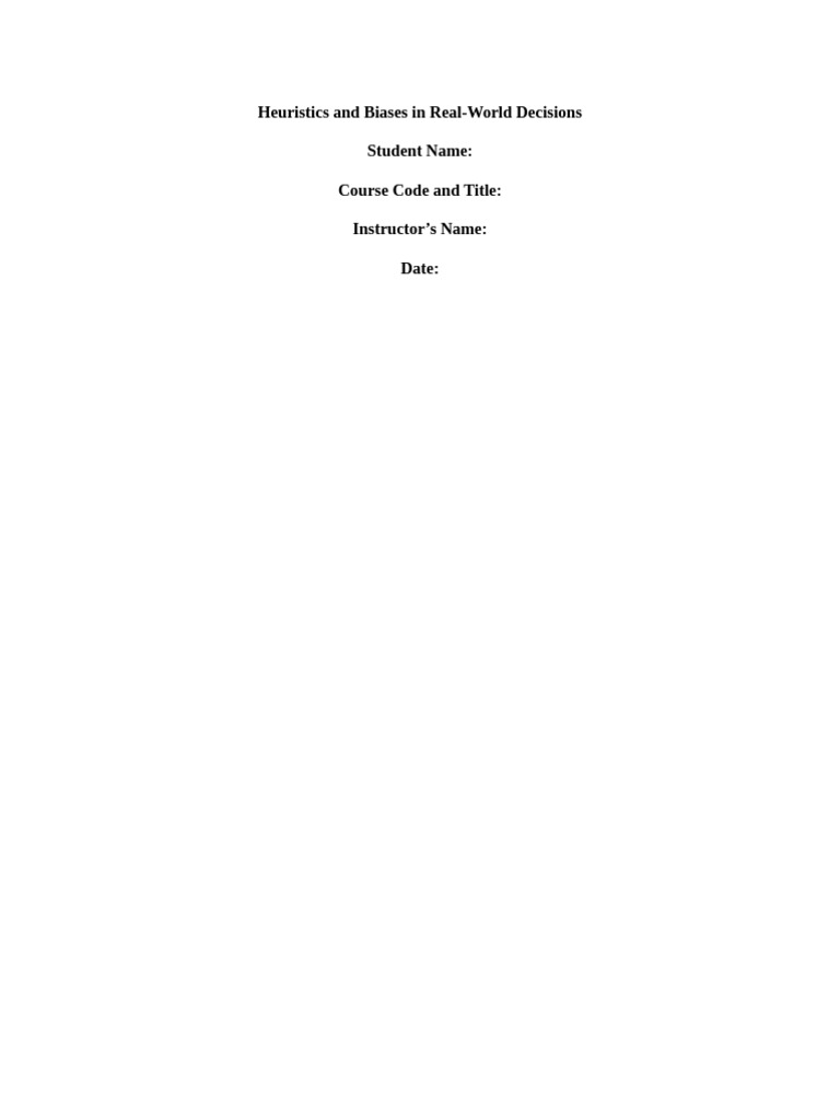 Heuristics and Biases in Decision Making | PDF | Heuristic | Decision ...