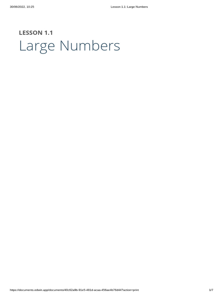 1.1 Large Numbers | PDF