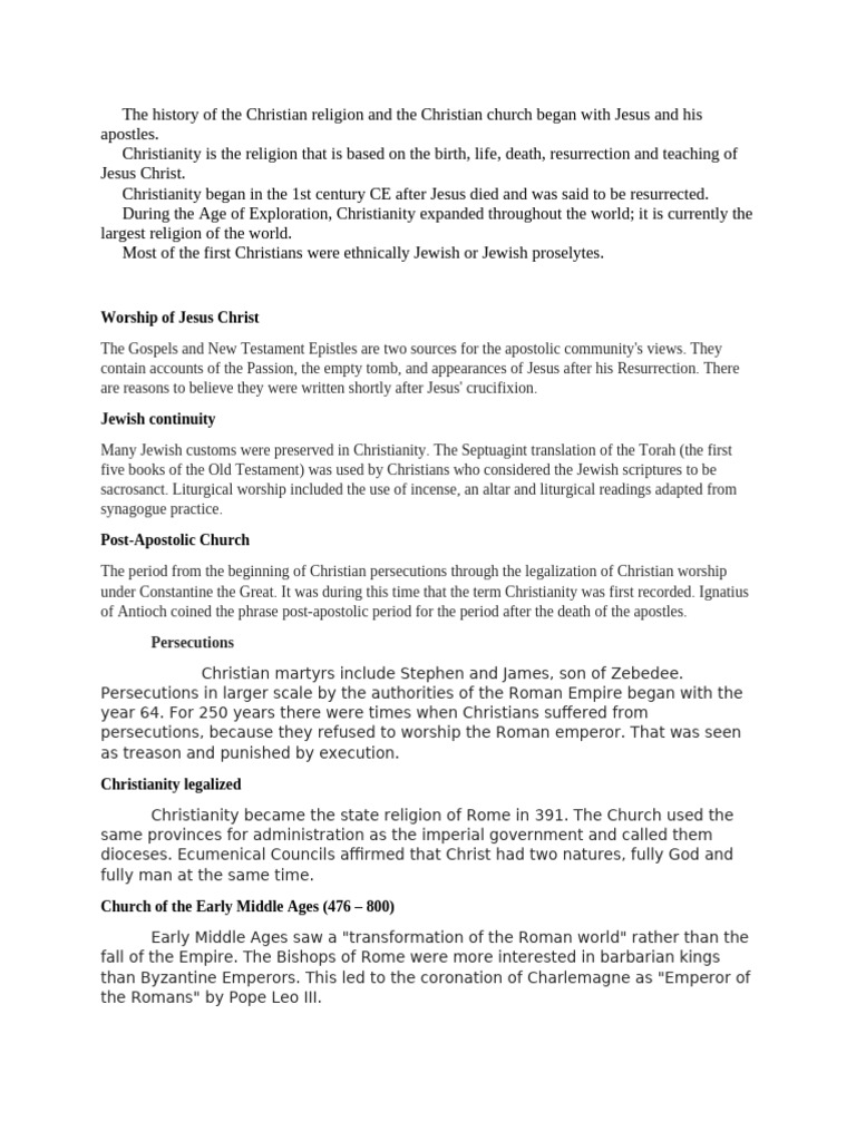 History of Christianity and Its Evolution | PDF | Pope | Middle Ages
