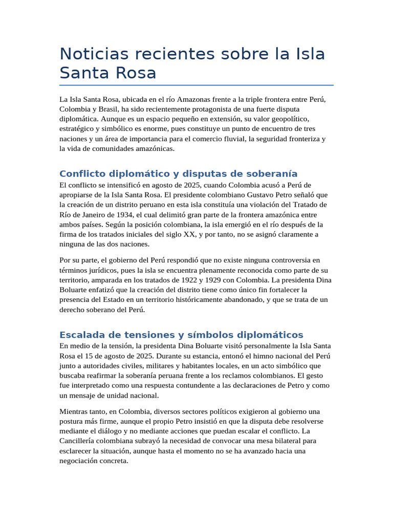 Noticias Isla Santa Rosa Extendido | PDF | Colombia | Perú