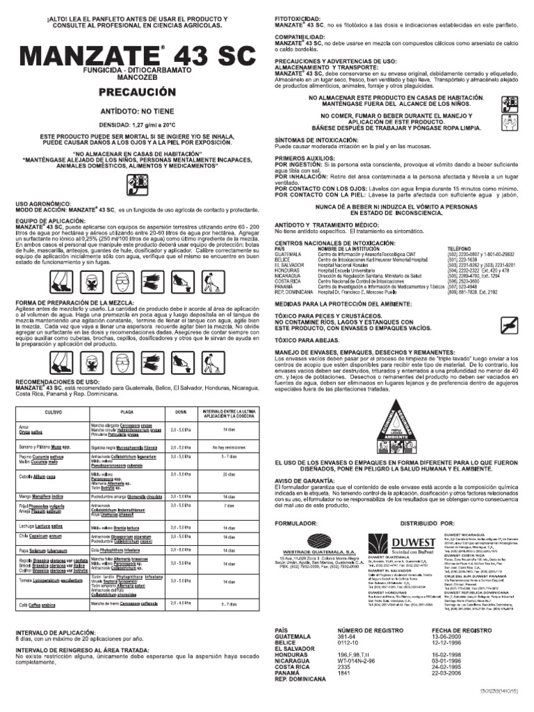 Manzate 43 SC - DFU | PDF