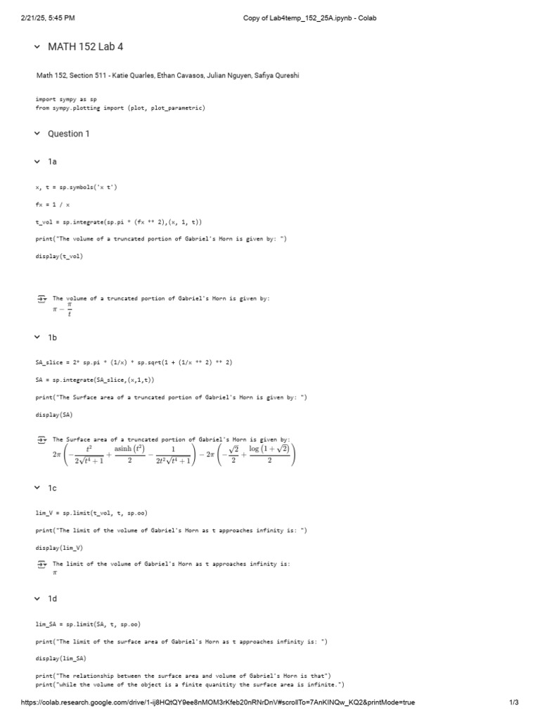 152 Lab 4 | PDF | Infinity | Mathematical Objects