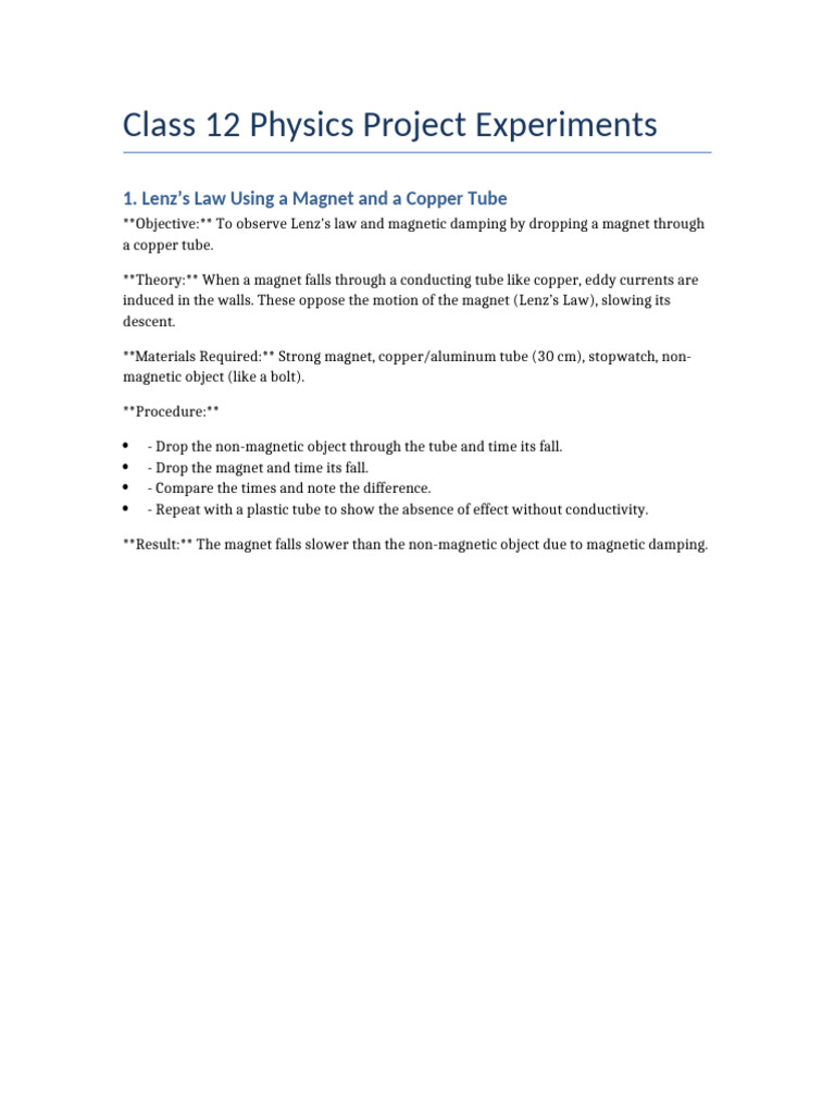 Class12 Physics Projects | PDF