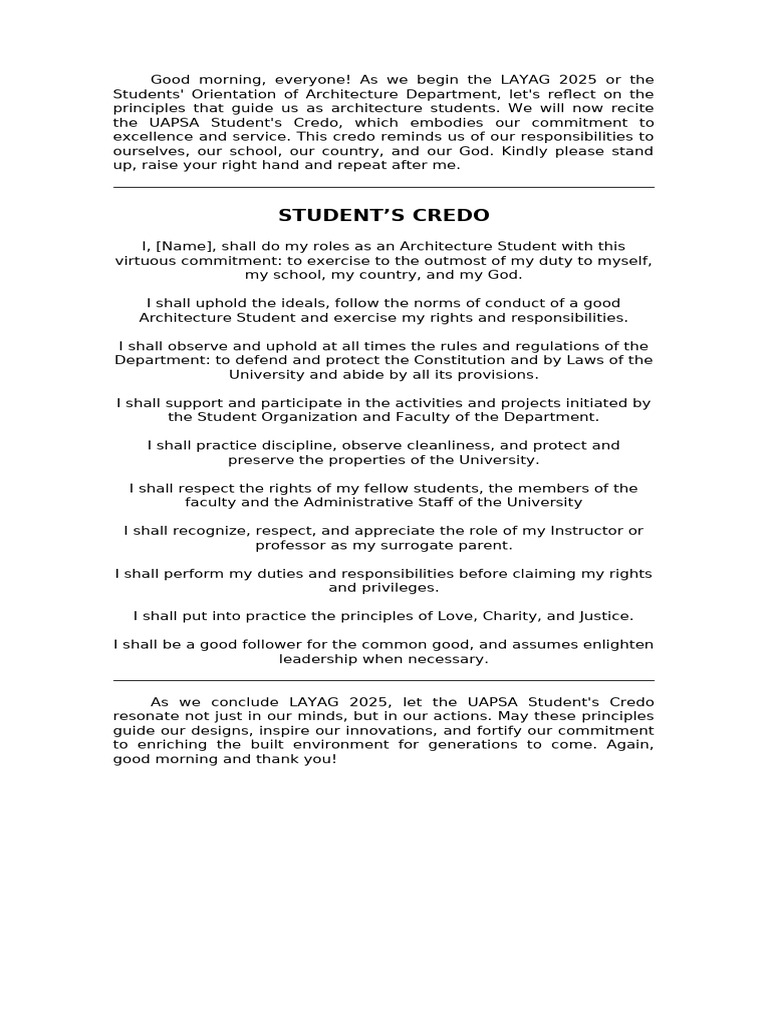 Students Credo | PDF