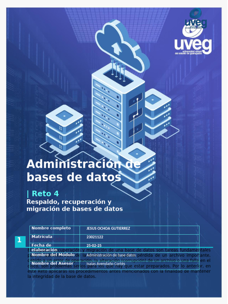 Reto 4 Administración de Base de Datos | PDF | Bases de datos | Archivo de computadora